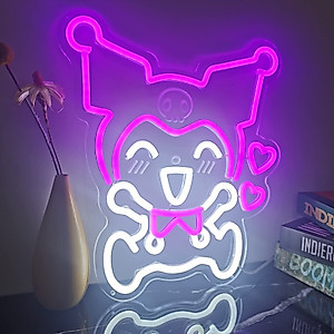 Japanese Anime Neon Light Kuromi Neon Sign, 3D Art LED Sign Kuromi Heart Kawaii LED Light, Purple Kuromi Wall Light Bedroom Game Room Decor, Cartoon Anime Night Lamp Gift for Kids - 13"
