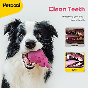 Petbobi Dog Chews for Aggressive Chewers - Natural Rubber Chew Toys for Dogs, Tough Durable Indestructible Dog Toys for Small Medium Dogs, Interactive Dog Toy Puppy Teething Toys, Purple Eggplant