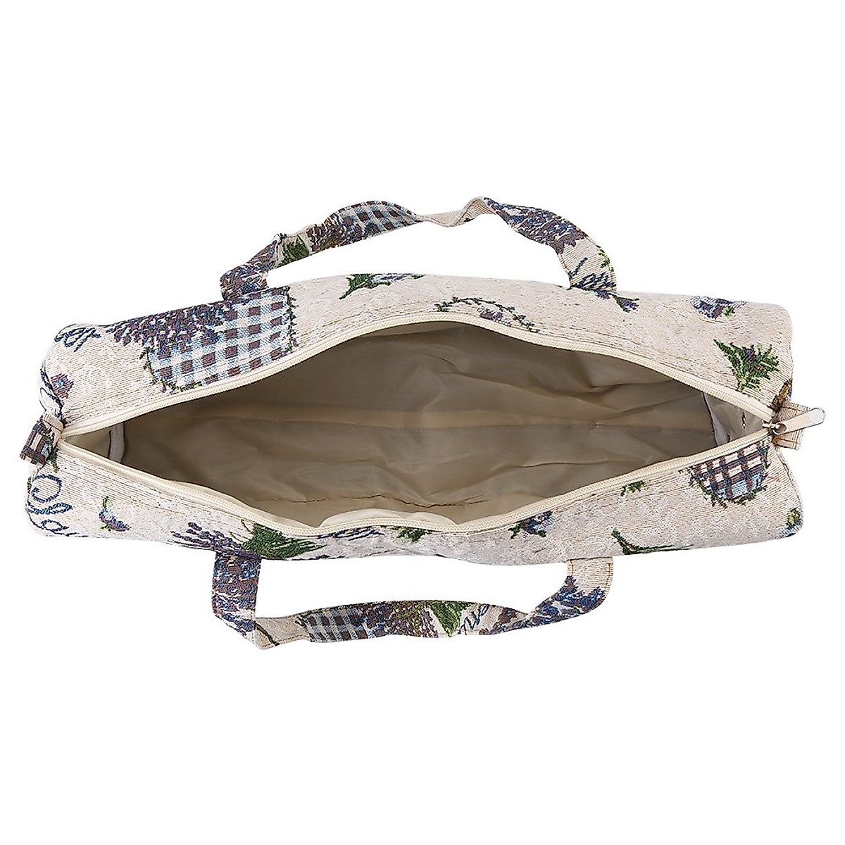 AYNEFY Handmake Knitting Bag, 17.32 x 5.51 x 6.69 inch Household Fabric Crafts Knitting Needles Storage Sweater Sewing Needles with Carry Handles Organizer Bag(Purple Flower)