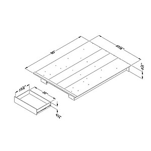 South Shore Tao Platform Bed with Drawer, Full/Queen, Natural Walnut