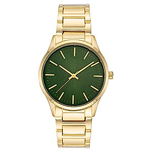 Amazon Essentials Unisex Bracelet Watch, Gold/Green