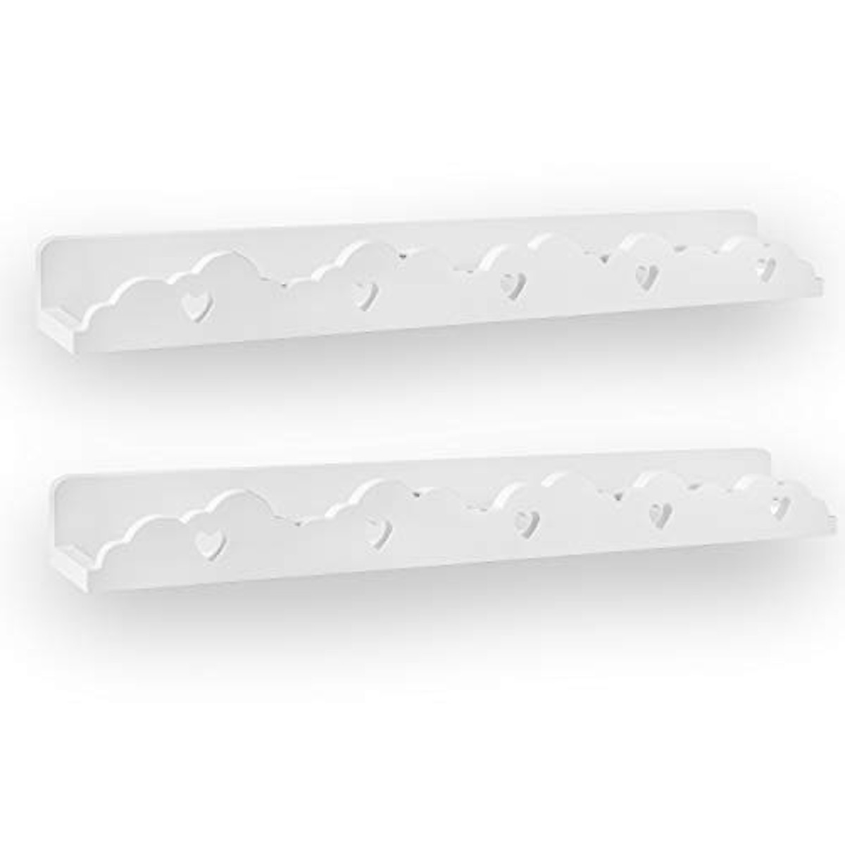 URBN White Two Shelf Set Wall Mounted Floating Shelves 22 inch, Book Storage Ledge Organizer Home Decor Display for Nursery or Kids Room