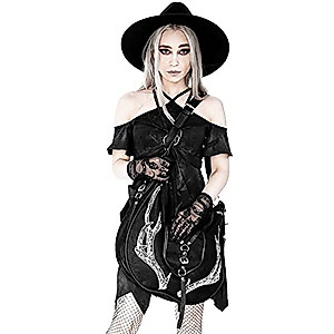 Restyle Deer Animal Antlers Gothic Punk Witch Black Hobo Crossbody Bag Purse