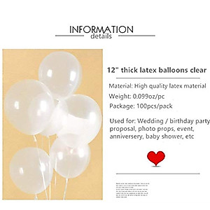 100pcs Clear Balloons - 10" Clear Latex Balloons Round - Helium Transparent Balloons for Wedding Birthday Baby Shower Party Festival Under the Sea Themed Party Decorations