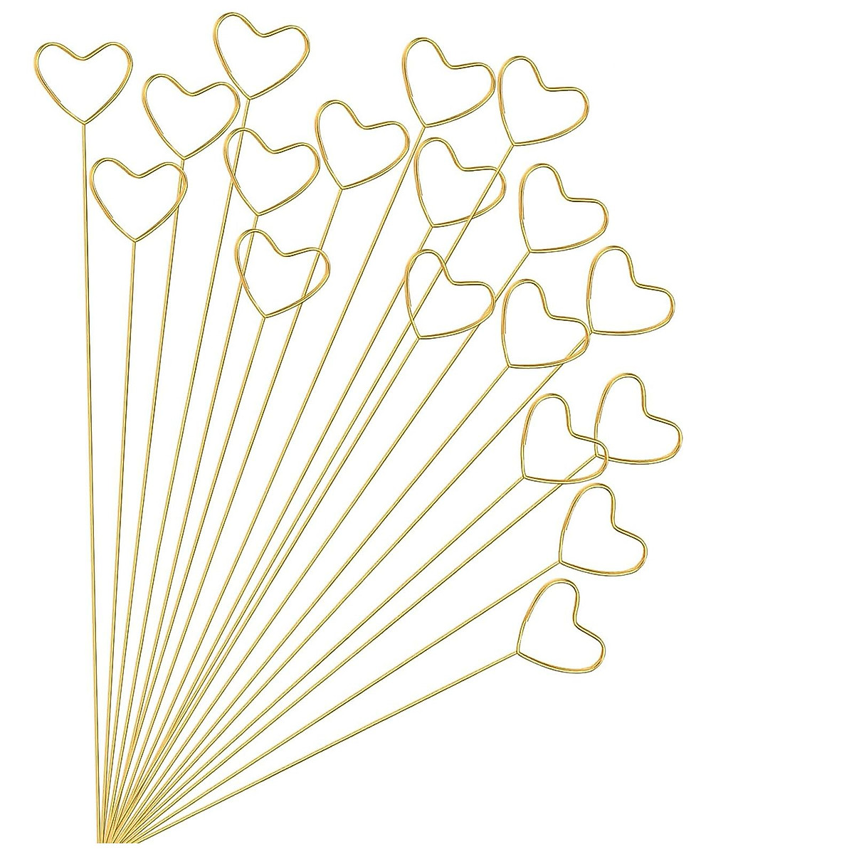 30 Pcs Floral Metal Place Card Holder Picks, Heart Loop Shape Flower Pick, Clips Picture Holders, Flower Gift Card Holder, Gold Heart Floral Picks Clip Floral Pick, for Photo Picture Memo Party