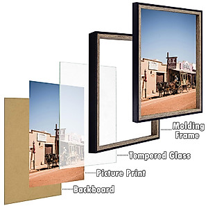 Golden State Art, 11x14 Tall/Split Molding Picture Frame, Wall Display Perfect for Displaying Weddings Photos, Anniversary Photos, Memories (Black/Grey, 1 Pack)