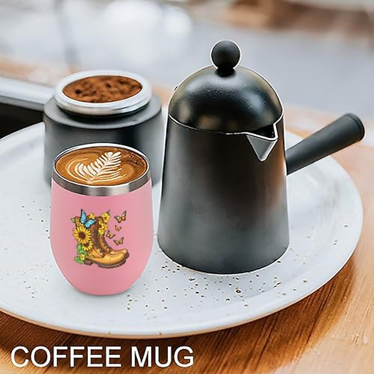 Boots Butterfly Sunflower Flowers Insulated Tumbler with Lid Stainless Steel Coffee Mug Cute Wine Tea Water Cup Pink-style
