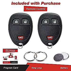 KeylessOption Keyless Entry Remote Control Car Key Fob Replacement for 15913420 with Key (Pack of 2)