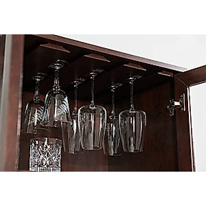 Home Source Mahogany 2-Door Bar Cabinet with Glass Display