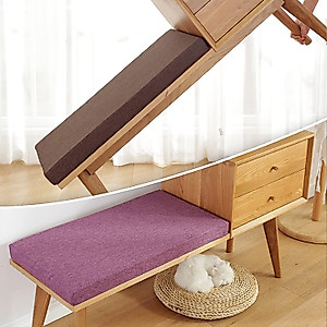 Bench Cushion Custom Size Personalized High Elasticity Foam Seat Cushion with Removable Cover and Anti-Slip Bottom Thick Long Bench Chair Cushion Pad for Kitchen Home Gard