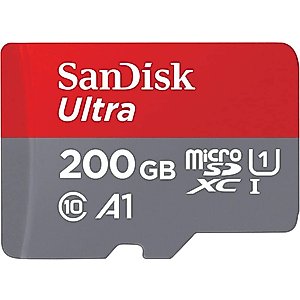[Older Version] SanDisk 200GB Ultra microSDXC UHS-I Memory Card with Adapter - 100MB/s, C10, U1, Full HD, A1, Micro SD Card - SDSQUAR-200G-GN6MA