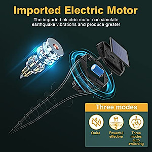 Mole Repellent for Lawns, Solar Powered | Patent Screw-Shape-Stake Design | IP65 Waterproof, Varying Sonic and Vibration to Expel Mole Gopher Snake Vole, for Lawn Garden & Yard (4pc)