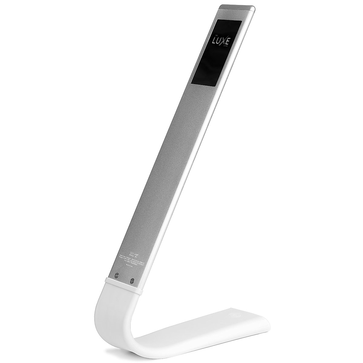 Luxe Cordless Eye Friendly LED Desk Lamp, USB Rechargeable up to 40 Hours of Continuous Light, Touch Control 6 Brightness Levels 3 Light Modes 360° Adjustable Modern Design Portable (Silver) (Silver)