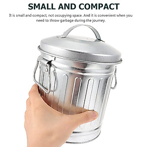 Cabilock Ash Bucket with Lid Galvanized Metal Canister Dry Food Storage Container Mini Trash Can Wastebasket Iron Fireplace Charcoal Bucket Ash Can Pen Holder for Stove B