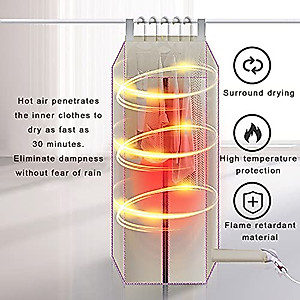 Dear Morning Portable Clothes Dryer Foldable Apartment Clothes Dryer, Fast Heating and Quick Drying, Travel Light Dryer（Khaki）