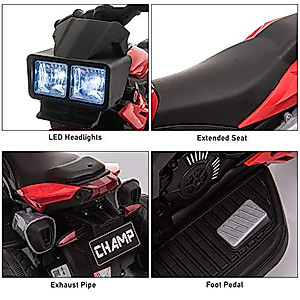 Aosom 6V Kids Motorcycle Ride-on Toy for Toddlers and Up to 8 Years Old, High-Traction Battery-Operated Ride-on Vehicle, Mini Motorbike for Kids, Red