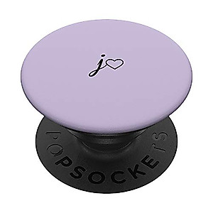 Black Initial Letter J Heart Minimalist Light Pastel Purple PopSockets Swappable PopGrip