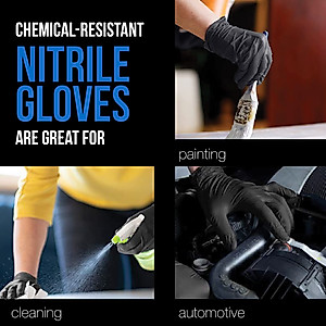 EQPT Disposable Nitrile Gloves, Powder Free, Black, Box of 100, Commercial Grade, Food Safe (Large/X-Large)