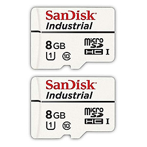 SanDisk Industrial 8GB Micro SD Memory Card Class 10 UHS-I MicroSDHC (Bulk 2 Pack) in Cases (SDSDQAF3-008G-I) Bundle with (1) Everything But Stromboli Card Reader