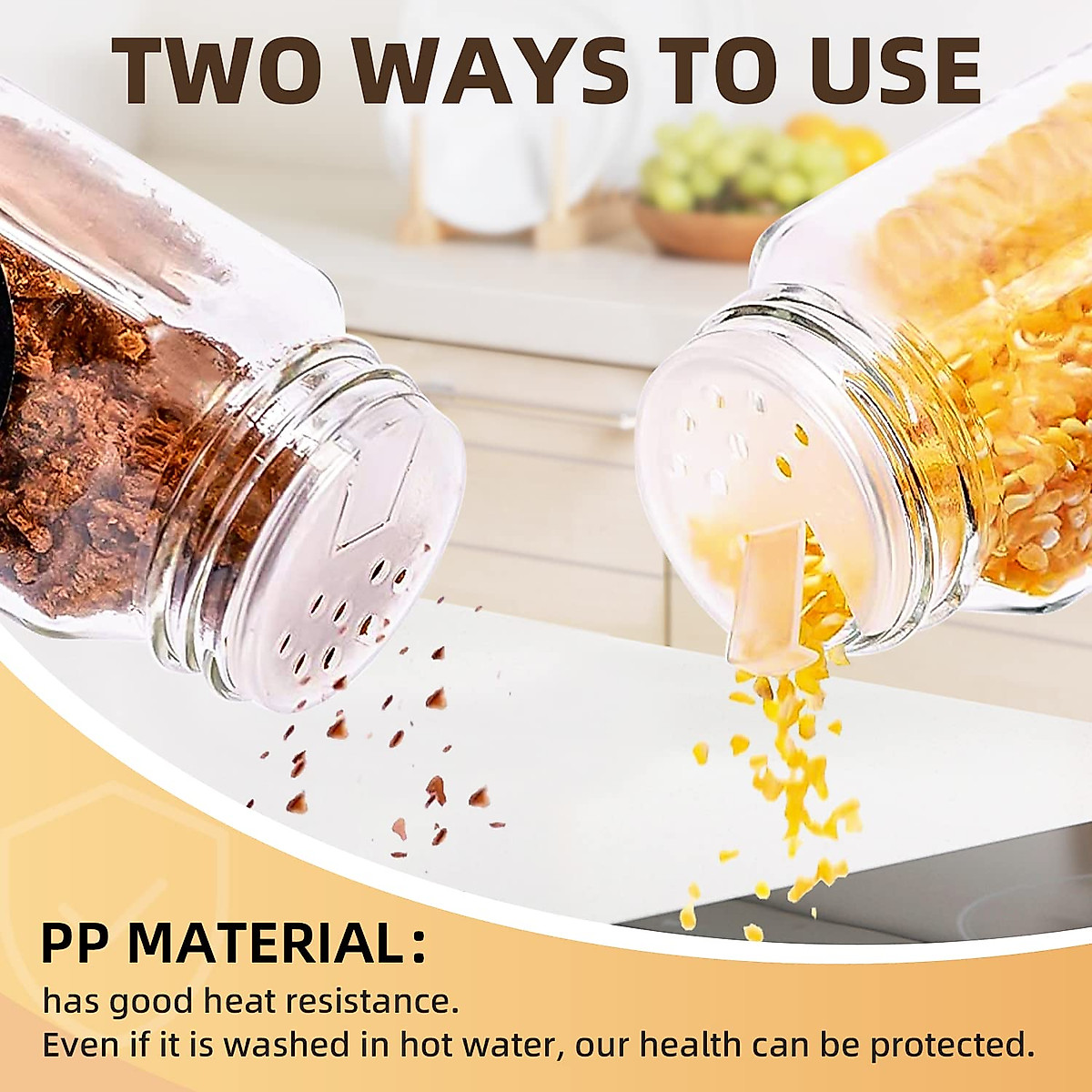 AHNR 4 Tier Spice Rack Organizer with 32 Spice Jars, 396 Spice Labels, Chalk Marker and Funnel Complete Set for Cabinet, Countertop or Wall Mount