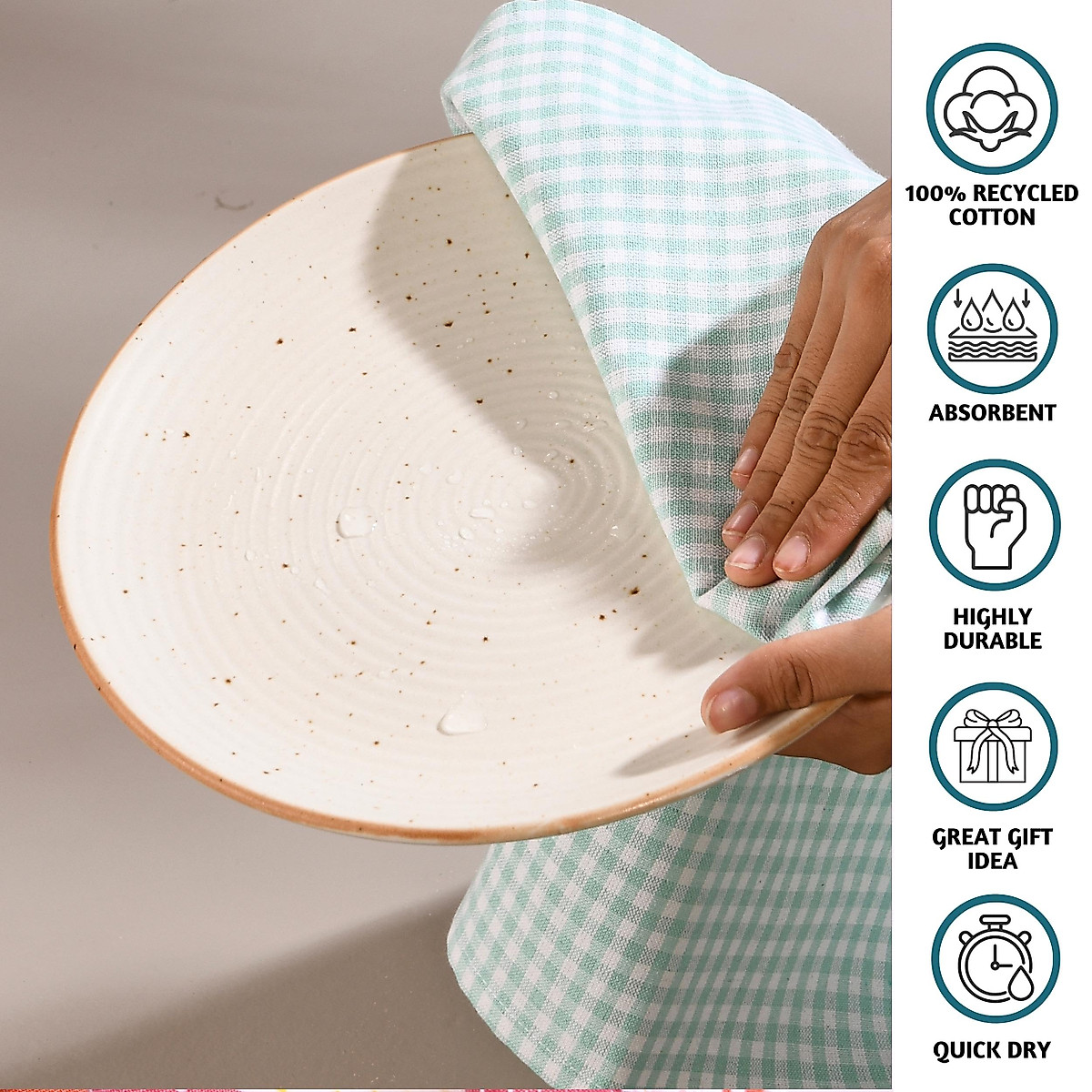 Folkulture Kitchen Towels with Hanging Loop, Set of 4, 100% Recycled Cotton Spring Dish Towels for Drying Dishes, 28"x20" Tea Towels or Decorative Kitchen Hand Towels for Farmhouse Décor (Fruity)