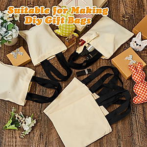 Amylove 24 Pcs Mini Tote Bag Sublimation Blank Canvas Tote Bags Reusable Grocery Luggage DIY Sack Goody for Party Even (8.5 x 8 Inch,Beige with Black Handle)