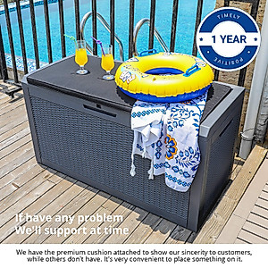 Cozy Castle 100 Gallon Outdoor Storage Box, Deck Box, Resin Pool Toy Storage, Patio Storage, Outdoor Cushion Storage, for Garden and Pool, Gray
