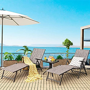 FKSDHDG Patio Folding Chair 2 Piece Outdoor Portable Recliner Gray