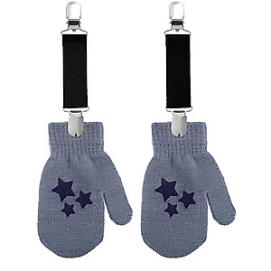 Zhanmai 6 Pairs Dress Clips Elastic Mitten Clips Stainless Steel Brooch Clip for Women Mitten Clips for Adults(13 cm, Black)