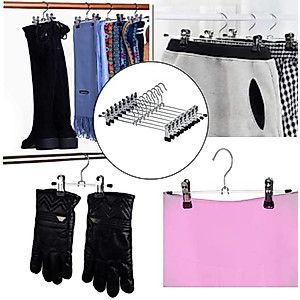 10Pieces Space Saving Skirt Hanger with Adjustable Clips Hanger, Durable Metal Pants Hanger Ultra Thin Space Saving Boots Socks Bags Hanging Clips Boot Storage