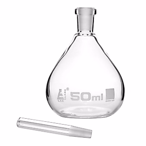 EISCO Specific Gravity Bottle, 50ml - Flat Bottom with Perforated Stopper - Borosilicate Glass Labs