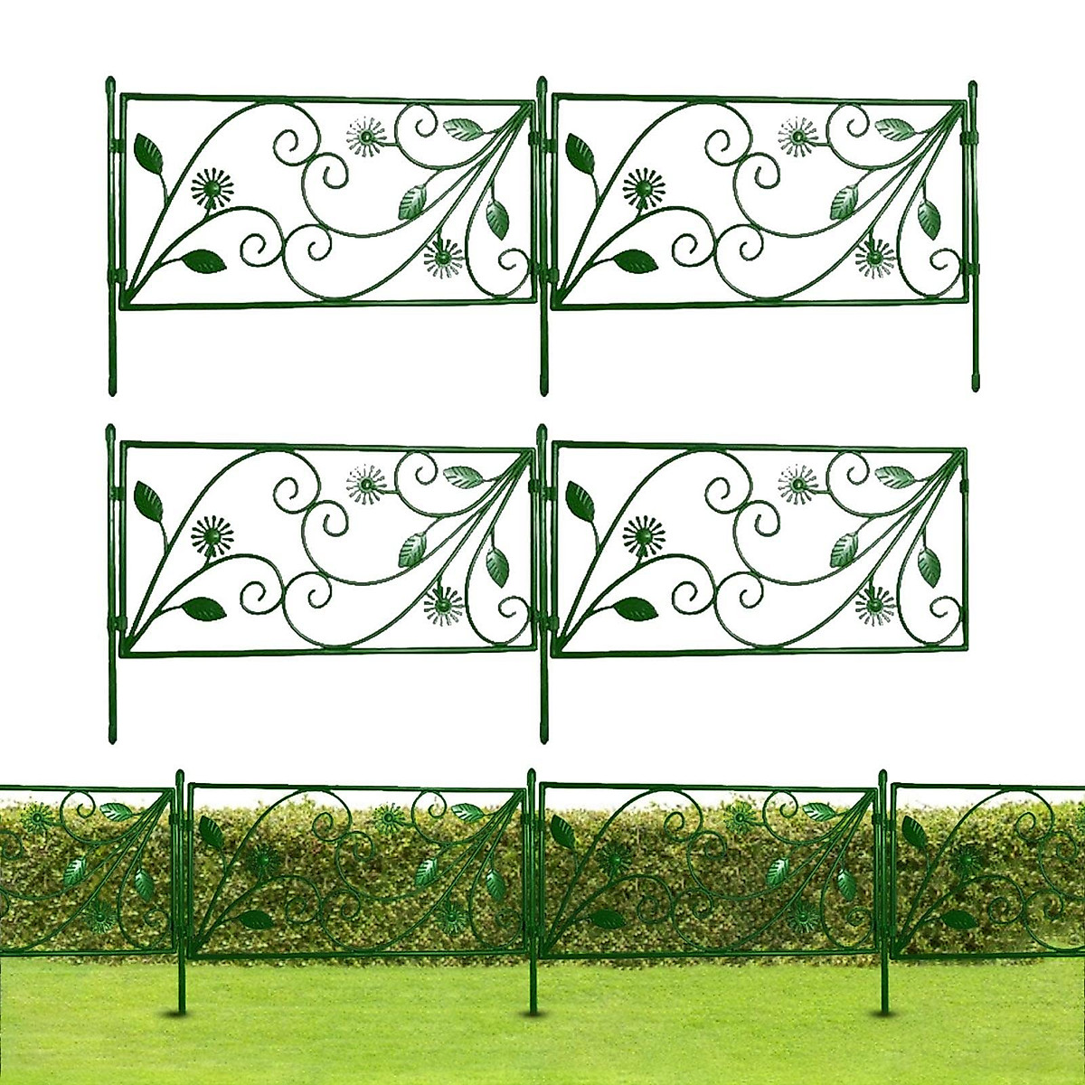 Decorative Garden Fence, Rustproof Metal Wire Fencing Border Animal Barrier, No Dig Garden Fencing, Flower Edging for Landscape Patio Yard Outdoor, Arched, Barrier Section Panel Decor Picket Edging