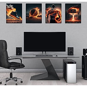 Basketball Wall Art Prints Basketball Stars Wall Art Set of 4 Unframed (8''x10'') Basketball Room Decor Basketball Wall Decor Basketball Boys Bedroom Decor Basketball Wall Art Sports Poster Basketball Man Cave Decor