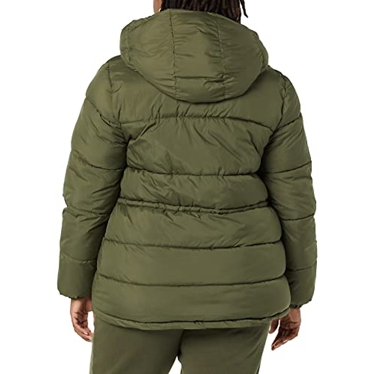 Amazon Essentials Women's Heavyweight Puffer Jacket with Drawstring Waist, Olive, Medium
