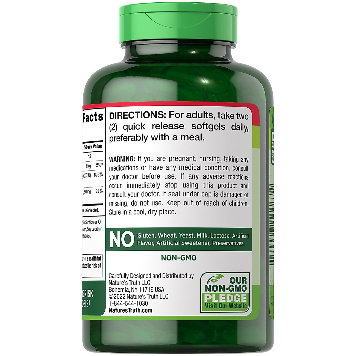 Absorbable Calcium 1200 mg with Vitamin D3 5000 IU | 120 Softgels | Calcium Carbonate Supplement | Non-GMO Gluten Free | by Nature's Truth