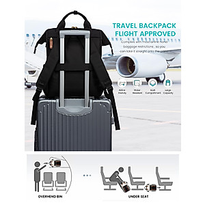 LOVEVOOK 17 Inch Laptop Backpack For Women Work Large Travel Backpack Purse, Nurse Bag College Backpack, Teacher Doctor Business Laptop Bag, Waterproof Wide Open Computer Back pack, Black-Beige-Brown