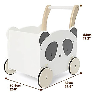 Panda Wooden Baby Push Walker - 2-in-1 Toddler Push & Pull Toys Learning Walker Stroller Walker with Wheels for Baby Girls Boys 1-3 Years Old