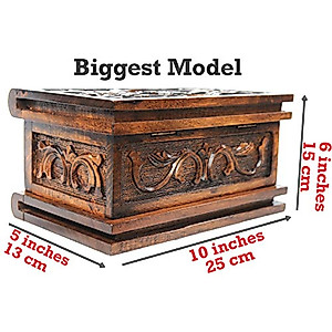 Tubibu Walnut Treasure Within Puzzle Secret Magic Box Hand Made Unique Jewelry Box with Hidden Key 10"x6"x5" (25cmx15cmx12cm)