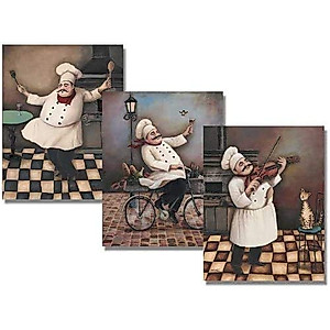 wallsthatspeak Jolly Chefs Vintage Posters - Kitchen Decor, Set of 3 Posters, 8" x 10"