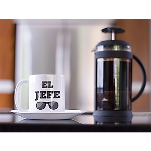 Mug Idea for Boss. El Jefe 11 oz Coffee Mug. Funny Saying in Spanish for The Bosses. Regalo para Tu Jefe. (White)