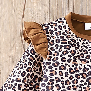Girls Clothes Cute Long Sleeve Ruffle Tops Kids Cheetah Shirt Pants Set Baby Two Piece Clothing Toddler Girl Leopard Outfit 8t,7-8 Years old
