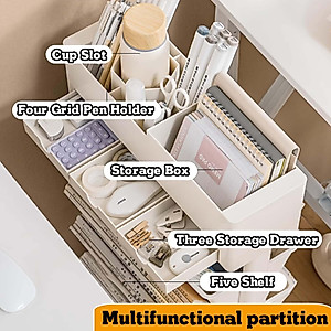 Atkits Rolling Book Shelf Organizer 6 Tier Bookshelf Rolling Cart Portable Bookshelf on Wheels Narrow for Bedroom Living Room Home School,White