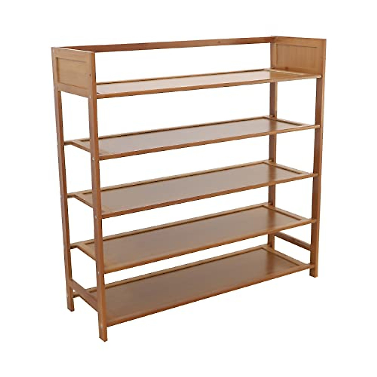 Bathrena 5 Tiers Bamboo Shoe Rack Shoe Rack Cabinet Storage Organizer Free Standing Wooden Shelf Stand Shoe Shelves Shoe Storage Organizer Entryway Shoe Shelf Brown