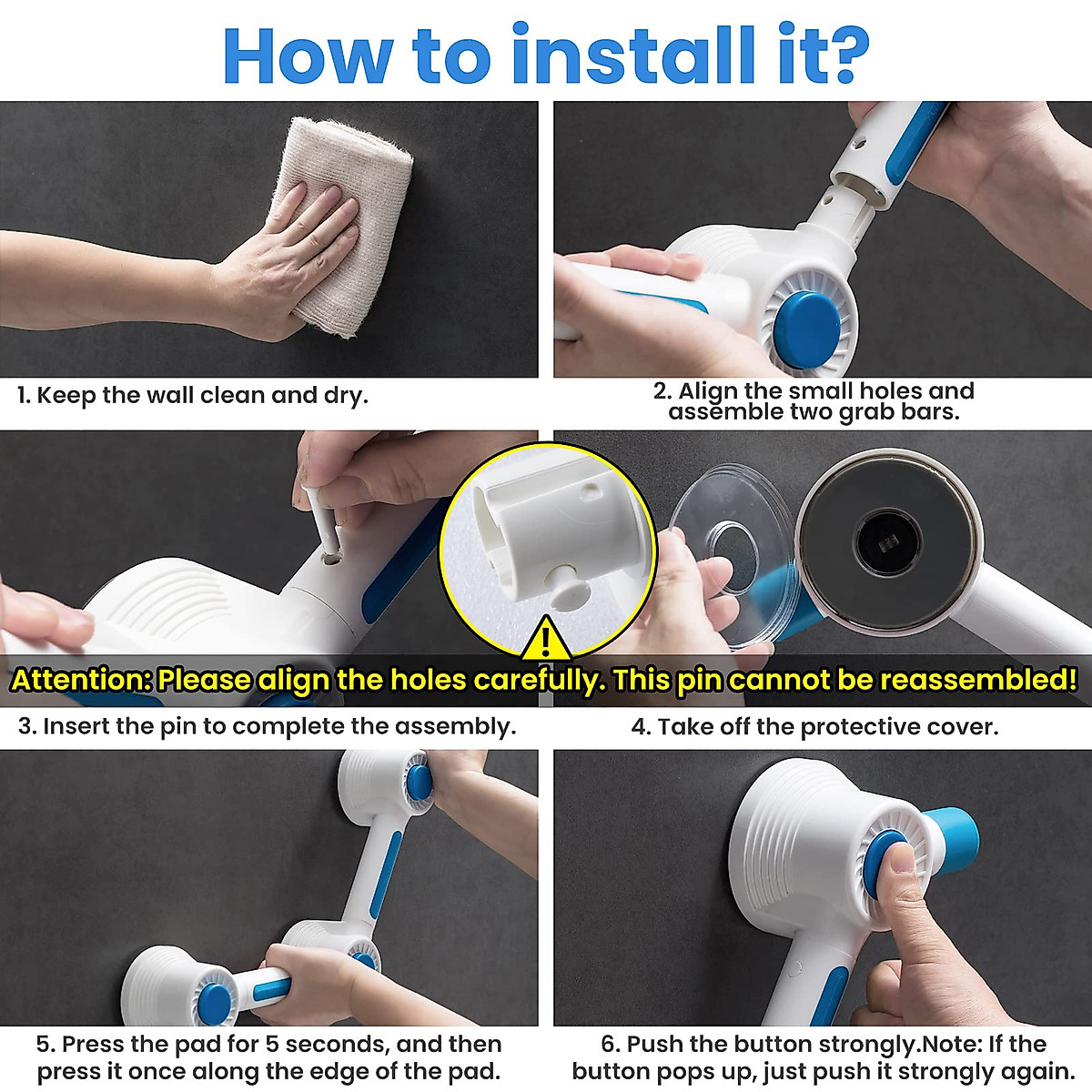 LEVERLOC Shower Safety Grab Bar Super Strong Adhesive L-Shape Handle Rail for Elderly Seniors Handicap Bathroom Bathtub Toilet Shower Balance Assist Grip Strong Suction Hold Up to 350 LBS Drill-Free