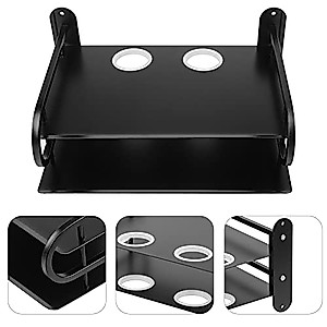 Z-COLOR Black Metal Double Wireless WiFi Router Storage Box / TV Set Box Shelf Wall Hanging Plug Board Bracket Cable Storage Organizer (Small)