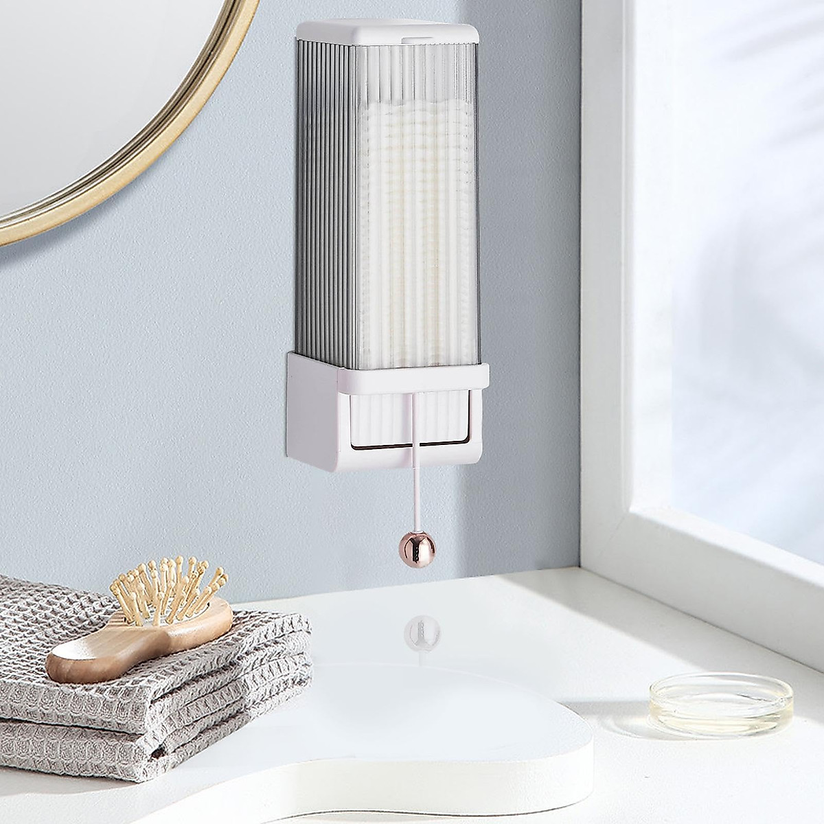 Cosmetic Cotton Pad Holder, Cotton Pad Storage Holder, Wall Mount Cotton Pad Organizer, Dustproof Cotton Pad Container, Makeup Cotton Pad Organizer, Bathroom Cotton Pad Holder, Press-Out Cotton Pad Di