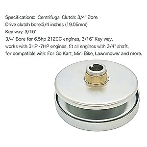 30 Series 6.5 HP 212CC Torque Converter Clutch Driver Pulley Go Kart/Mini Bike Comet Manco 3/4" Bore Max Torque Replaces,with 30 Series Go Kart Drive Belt Replace Manco 5959 / Comet 203589