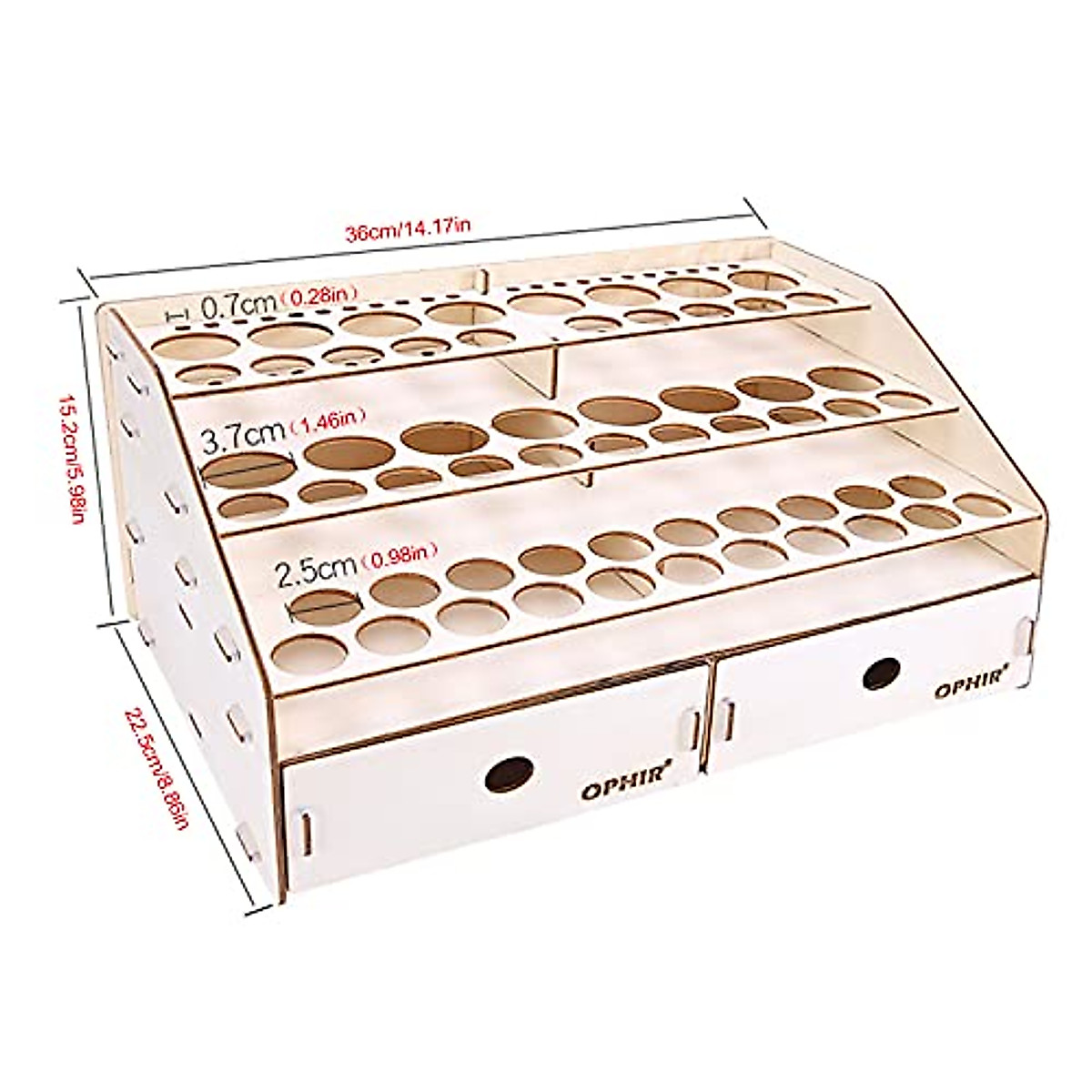 DYRABREST 2 Drawers Paint Rack Stand Pigment Ink Bottle Paints Tool Storage with Cabinet Holder Organizer, Detachable Assembly 80-hole paint rack + Manual