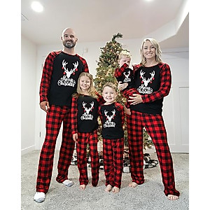 ZOEREA Holiday Christmas Family Pajamas Matching Set Moose Xmas Pjs for Couples and Kids Baby Sleepwear