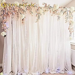 White Backdrop Curtains 10ft x 10ft Chiffon Photo Back Drop Drapes for Wedding Birthday Parties Baby Decorations 2 Panels 5ft x 10ft